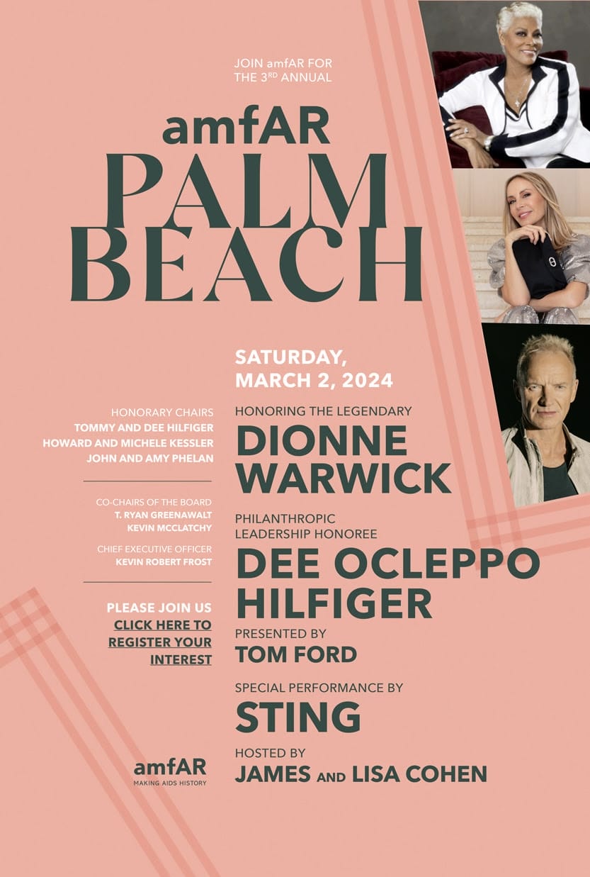 amfAR to Honor Dionne Warwick and Dee Ocleppo Hilfiger at Third Annual Palm Beach Gala - OCQ